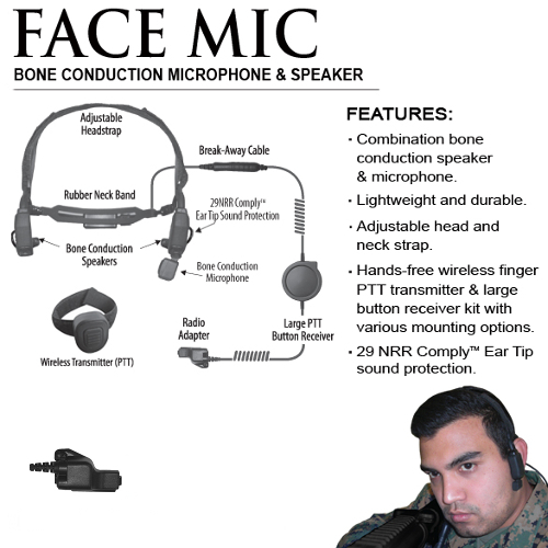 Earphone Connection FACE MIC Bone Conduction Headset for Motorola XTS ...