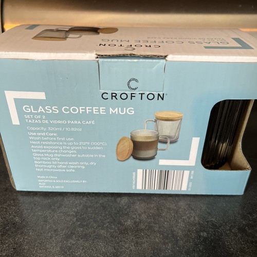 New CROFTON Glass Coffee Mugs with Lid, Clear Coffee Cups, Classical ...