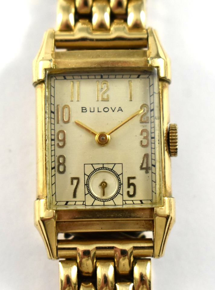 Vintage Bulova Tank 10KGF Case Mechanic Wrist Watch w/Fancy JB Band ...