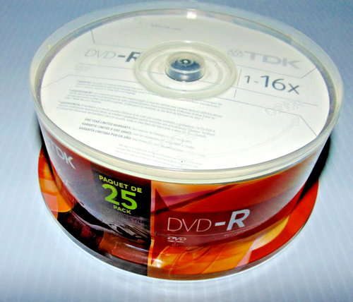 TDK DVD-R - 25 Pack - 16X Recordable DVD-R Disks - 4.7GB - Brand New ...
