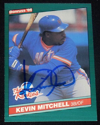 KEVIN MITCHELL AUTOGRAPHED 1986 DONRUSS #17 ROOKIE CARD (METS) W/ COA ...