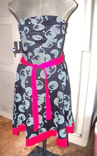 NEW Womens 7 Ruby Rox Strapless Sun Dress Geometric Rouched Bodice $84 ...