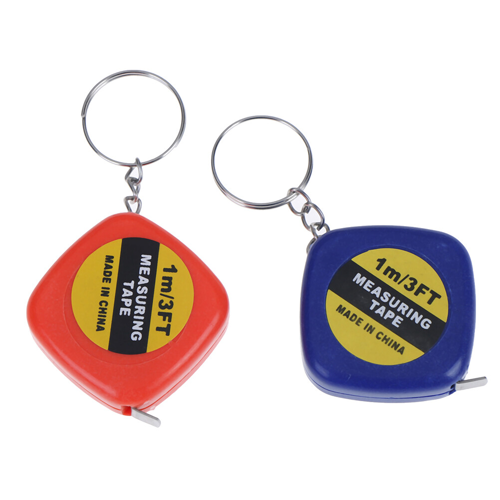 1Pc Mini keychain key ring easy retractable tape measure pull ruler 1m ...