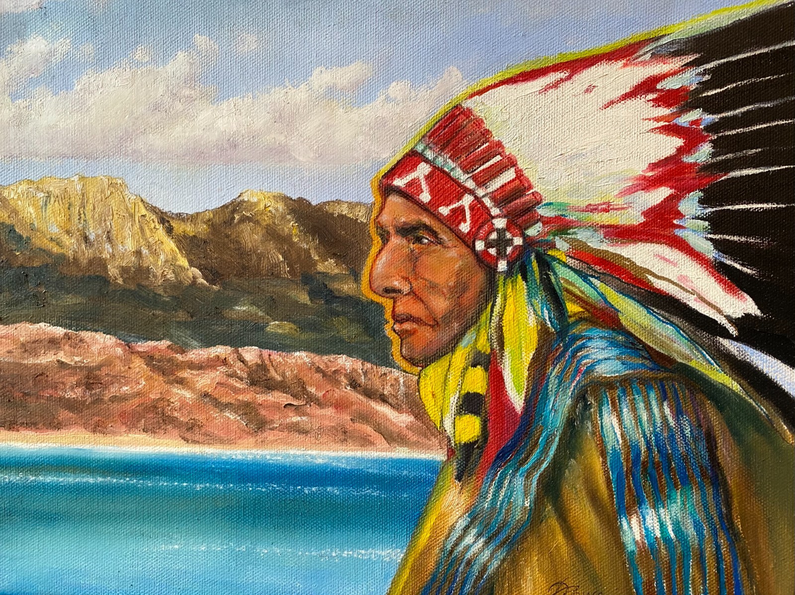 Oil Painting on Canvas "Chief" (14 in. X 11 in.). SIgned by artist, D ...