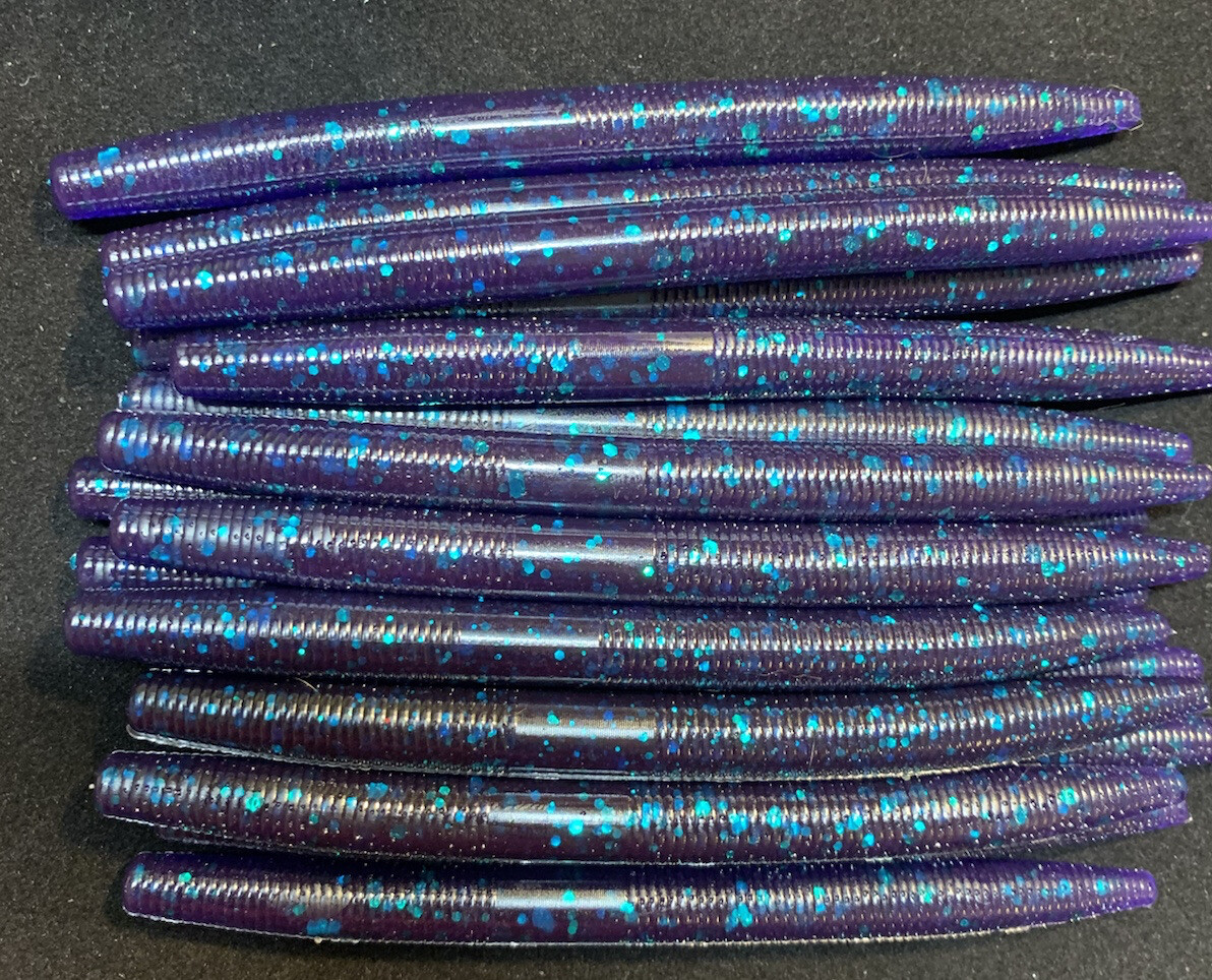 12ct 5" June bug blue Fleck Stick bait Senko Style bulk bag Bass ...
