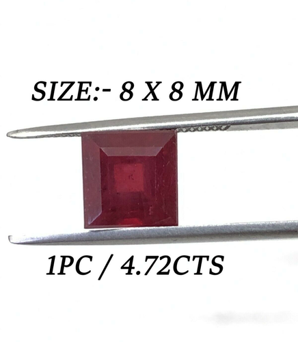4.72 Ct Red Ruby Square Shape Size 8 mm Cut Loose Gemstone, Big Luster Ruby 5457 | eBay