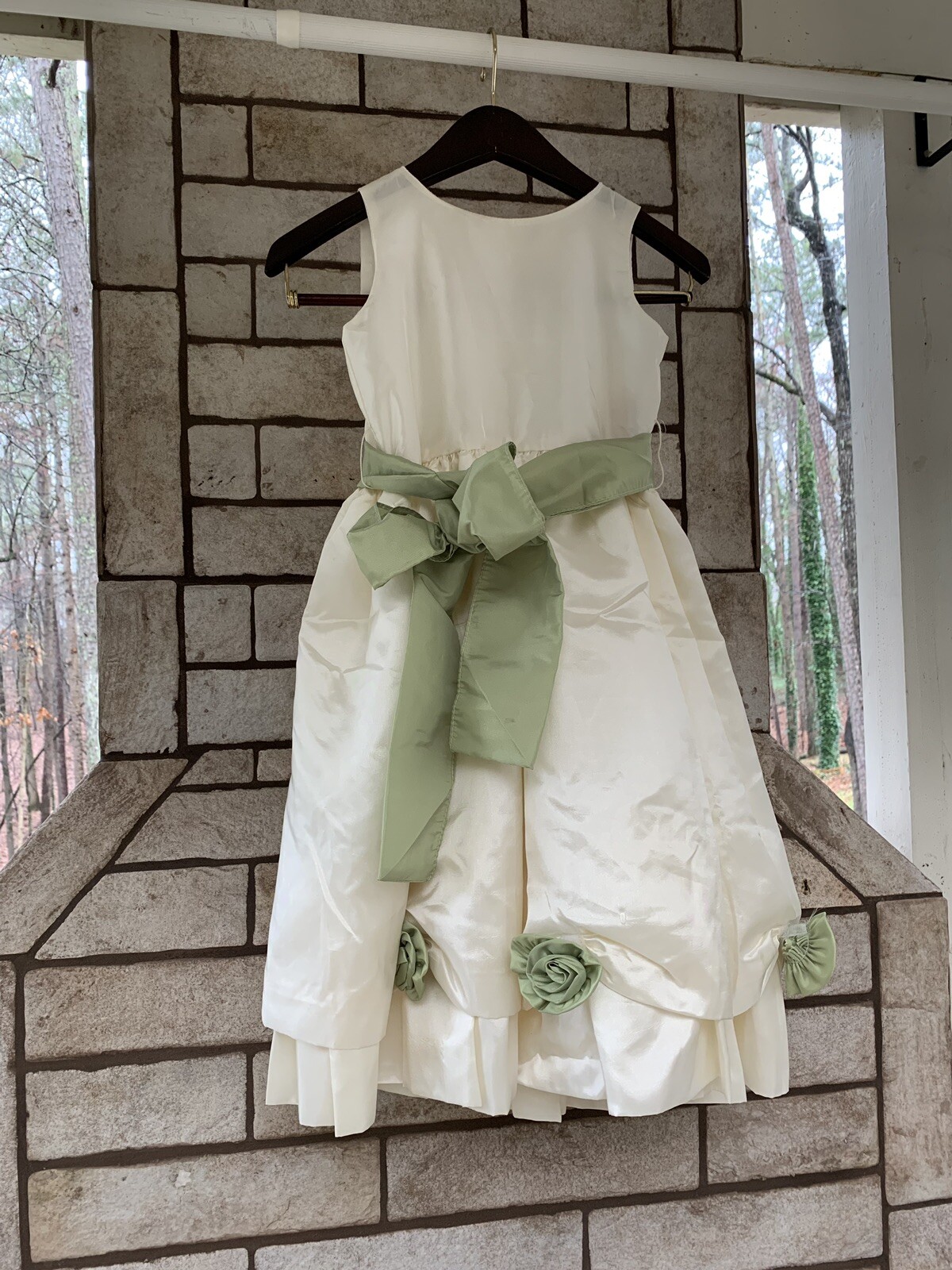 Lito Girls Ivory Sage Blossom Flower Girl Easter Pageant Dress 5 | eBay