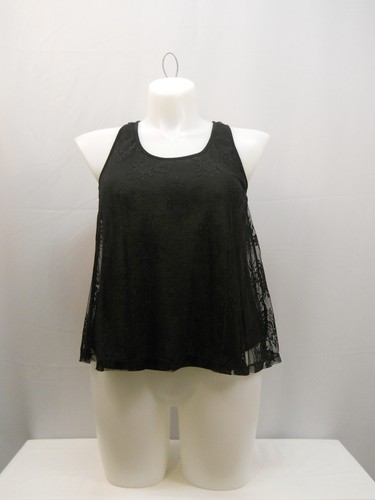 Iris Basic Ladies Tank Top Racer-Back Lace-Layover Sleeveless Black Size L 700516608997| eBay