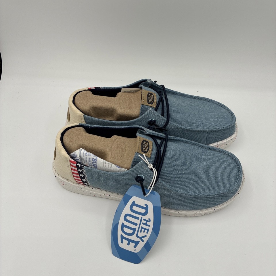 Hey Dude Women Size 10 Wendy Americana Splatter Slip-On Light Denim ...