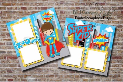SUPERMAN MARVEL DISNEY BOY 2 PRINTED Premade Scrapbook Pages BLJgraves ...