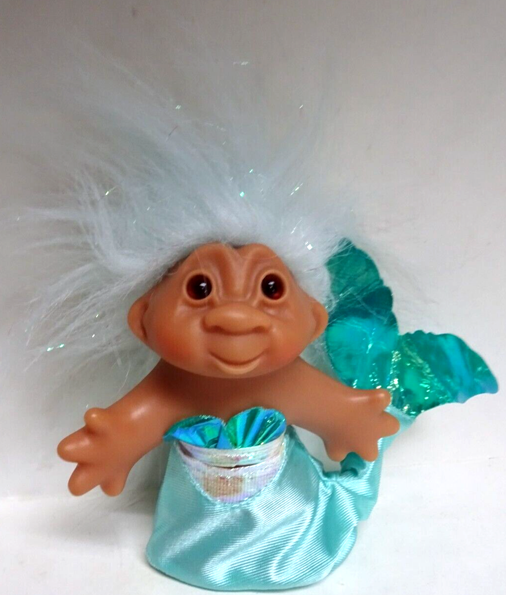 RARE Dam Troll 5" 2005 Mermaid Troll-Lite Blue Sparkle Hair Displayed ...