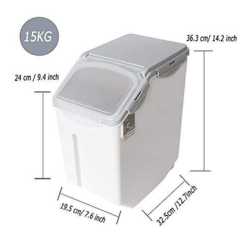Grain Rice Storage Bin Food Containers Set Leak Proof Locking Lid ...
