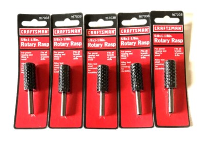 5 CRAFTSMAN ROTARY WOOD RASP FILE BURRS 5/8" X 1-1/8" ALLOY STEEL ...
