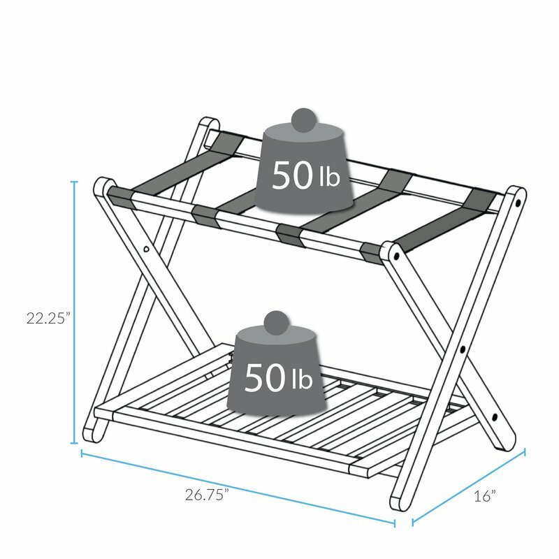 Walnut Wooden Folding Luggage Rack Straps Extra Storage Bags Travel ...