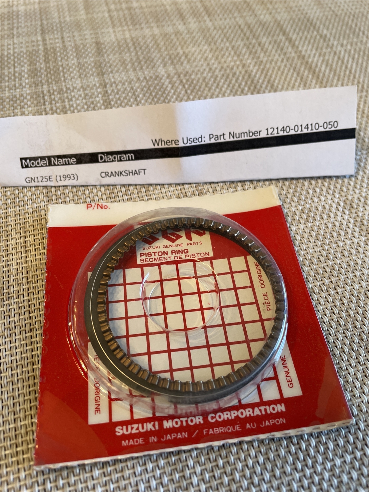 1993 Suzuki GN125E OEM NOS Piston Rings part # 12140-01410-050 | eBay