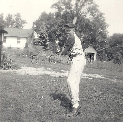 Vintage Real Photo- Sports- Baseball- Batter Up- Old Style Uniform ...