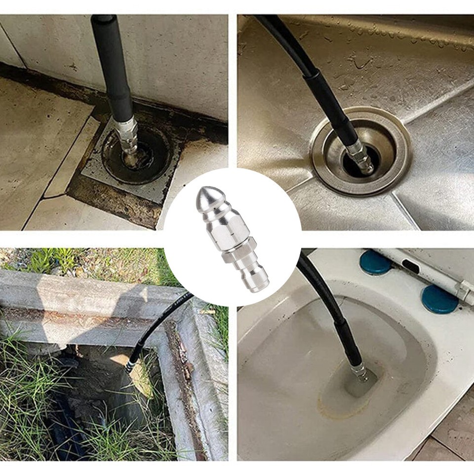 Sewer Jetter Nozzle Sewer Cleaning Nozzle 5000 PSI Silver for Household ...