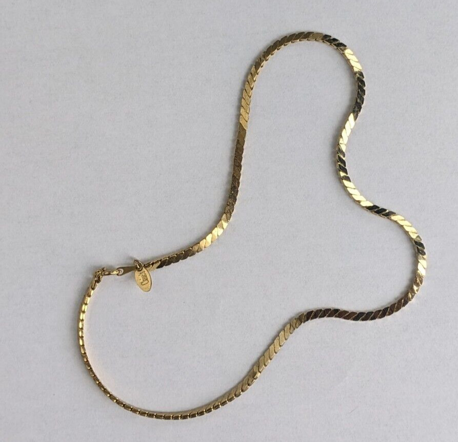 Claire's gold tone herringbone style chain, signed 17… - Gem