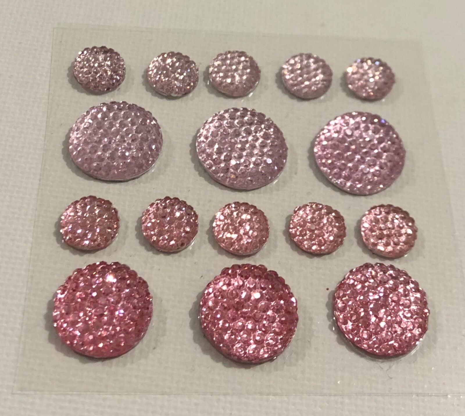 Circle Light Pink Adhesive Rhinestones 16pc B9-4 Aussie Seller | eBay