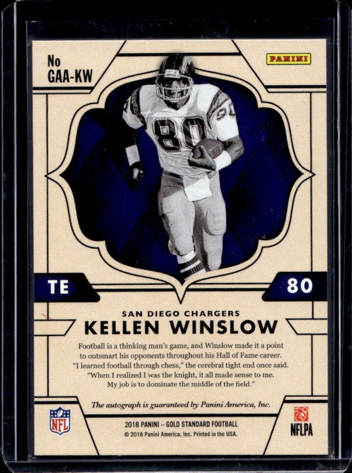 2018 Gold Standard Kellen Winslow Golden Age Auto Autograph #50/99 ...