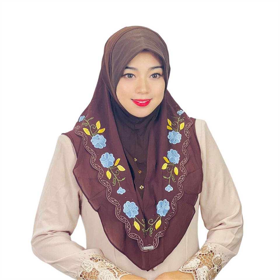 Muslim Instant Hijab Women Prayer Burqa Amira Shawls Embroidery ...