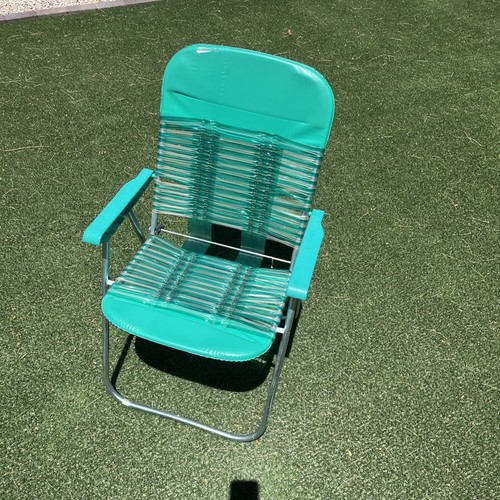Vintage Lawn Chair Jelly Tube Vinyl Aluminum Beach Pool Yard Green ...