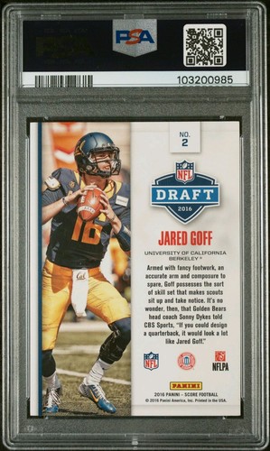2016 Panini Score Jared Goff NFL Draft Gold RC PSA 9 Mint Rams Lions #2 | eBay