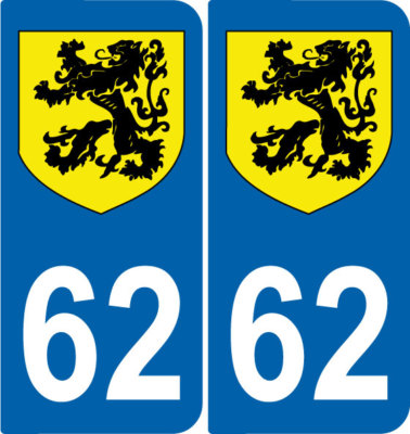 Département 62 sticker 2 autocollants style immatriculation AUTO BLASON ...