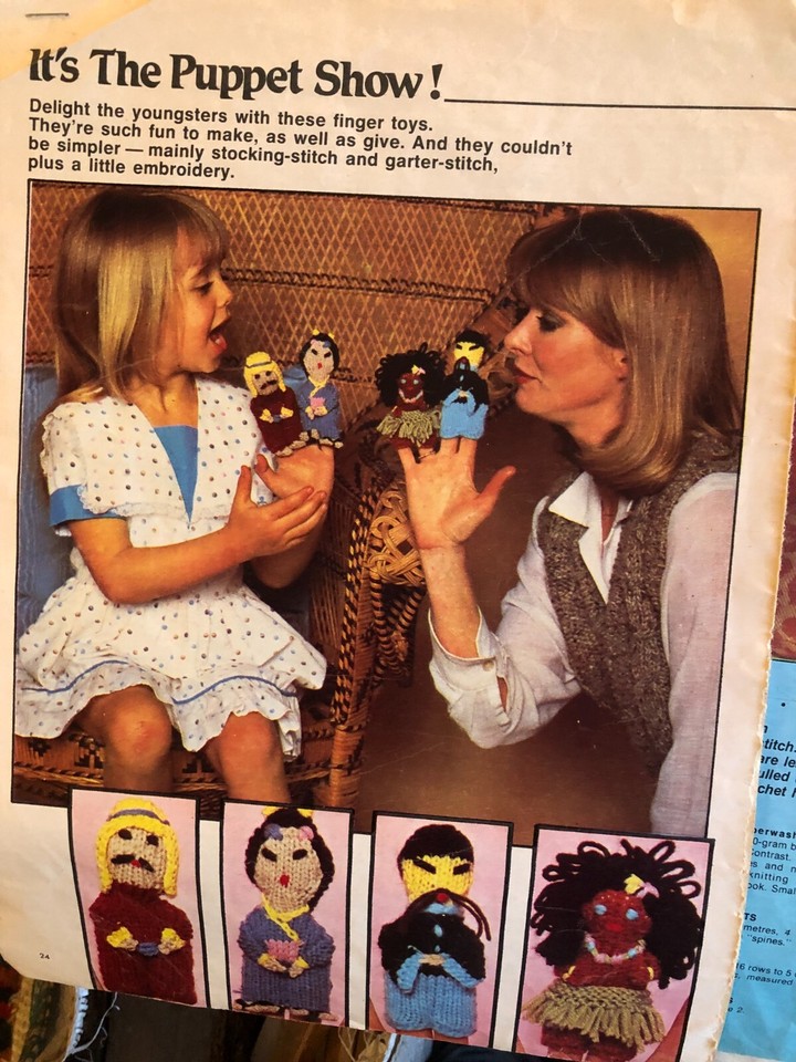 Vintage Toy Knitting Patterns Dog, Siamese Cat, Duck, Finger Puppets ...