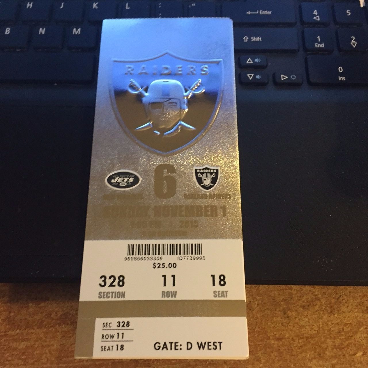 2015 OAKLAND RAIDERS VS NEW YORK JETS NFL FOOTBALL TICKET STUB 11/1 | eBay