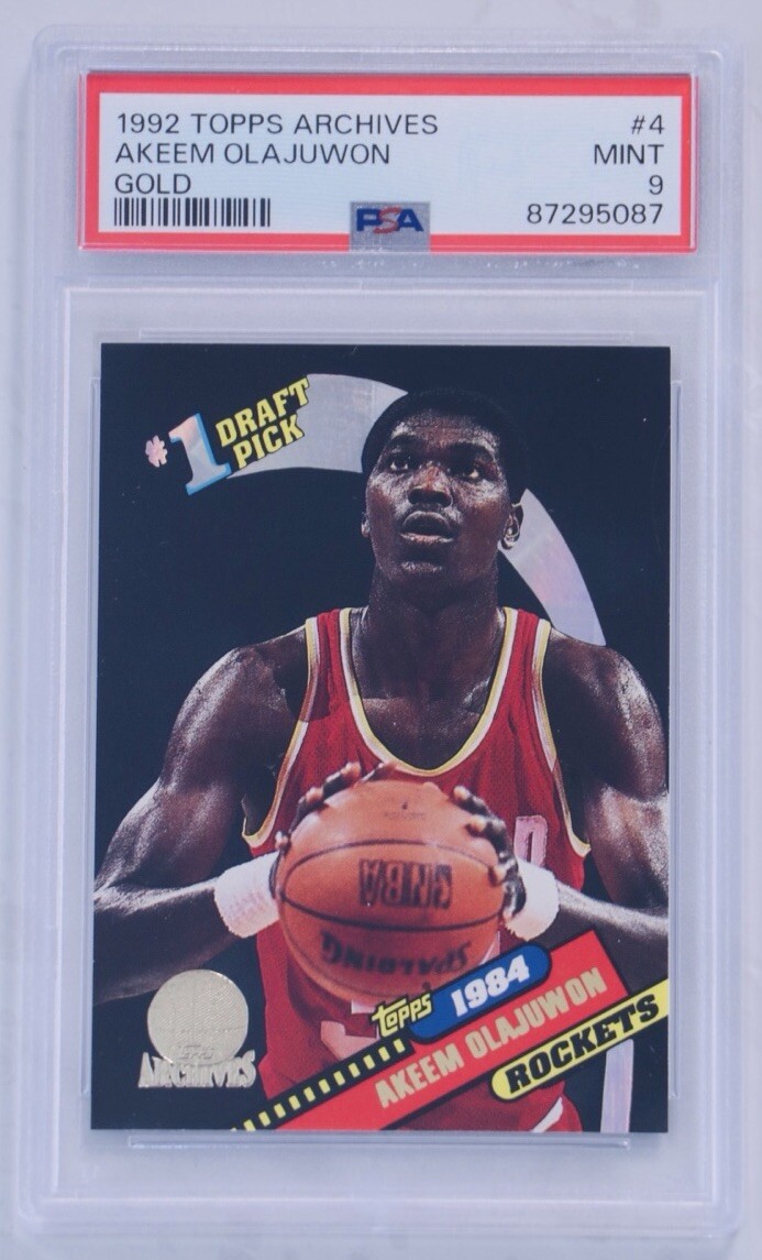 1992 Topps Archives Akeem Olajuwon Gold #4 PSA 9 Mint HOF Houston ...