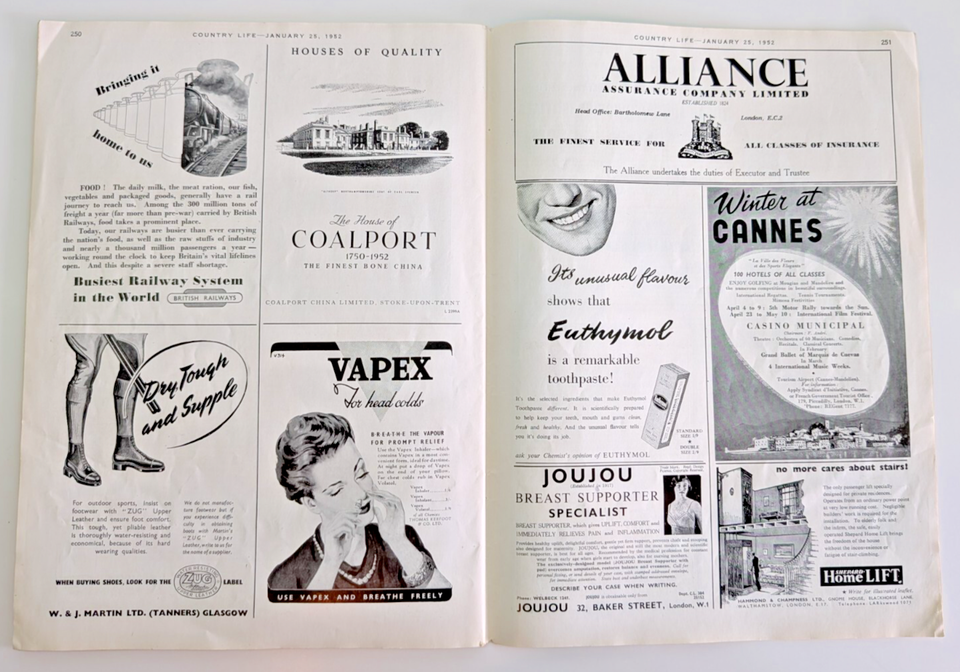 COUNTRY LIFE MAGAZINE Jan 25 1952. Vol CXI No 2871 Viscount Crowhurst ...