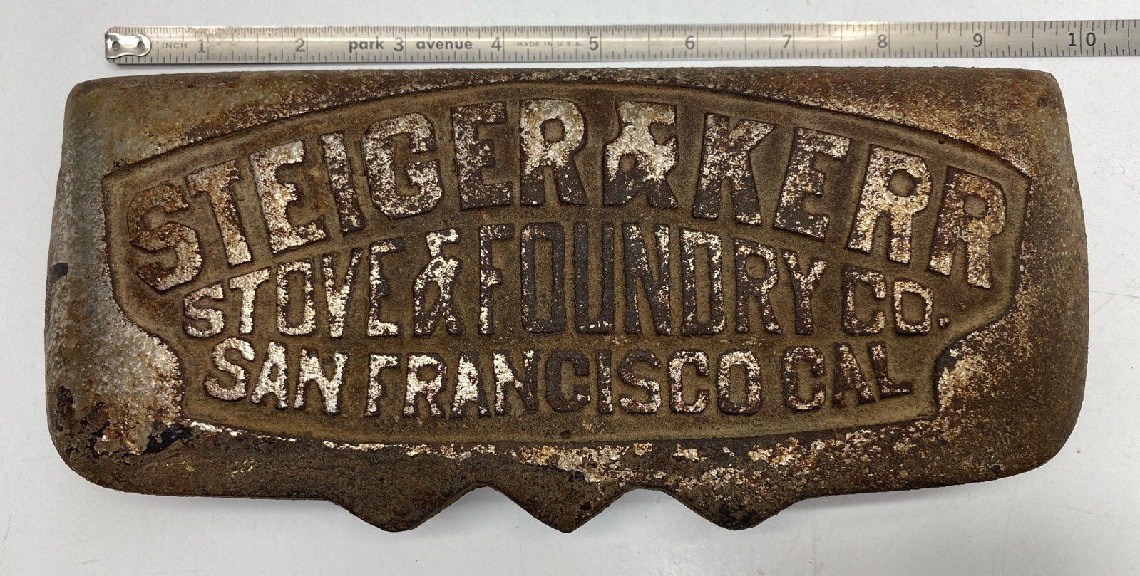 Antique STEIGER & KERR STOVE Co. SAN FRANCISCO Emblem Badge Sign Cast ...