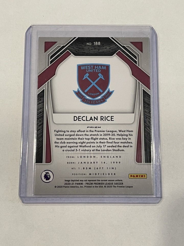 Declan Rice 2020-21 Panini Prizm EPL Multi Color Prizm West Ham Card ...