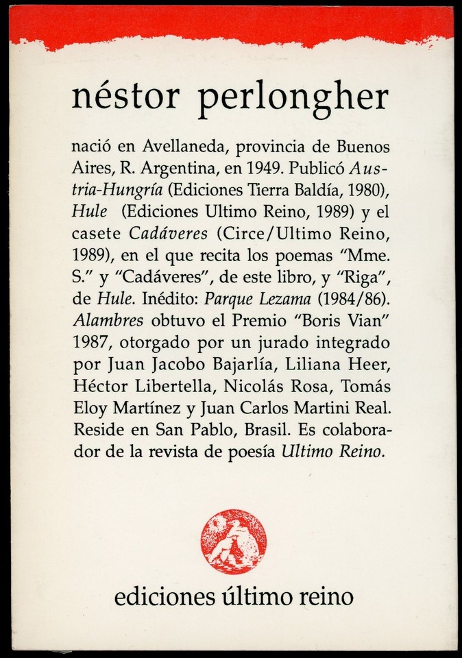 Alambres. Nestor Perlongher. (Spanish Edition, 1989) | eBay