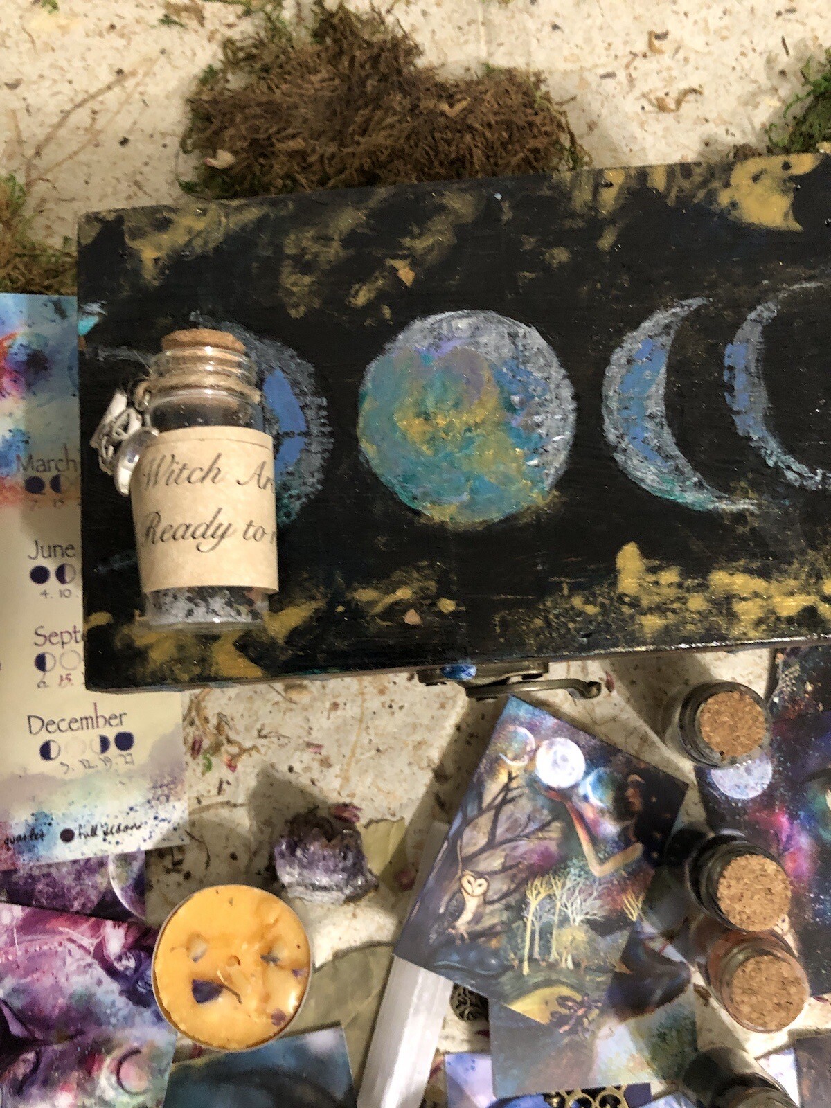 Handmade Moon Phases Witch Box - 45pc Witch Set - Full Witch Altar ...