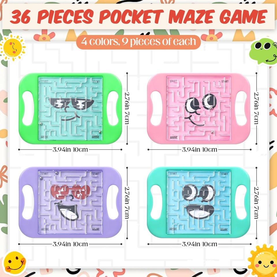 36 Pcs Mini Maze Puzzle Bulk for Kids Summer Hawaii Party Favors Small ...