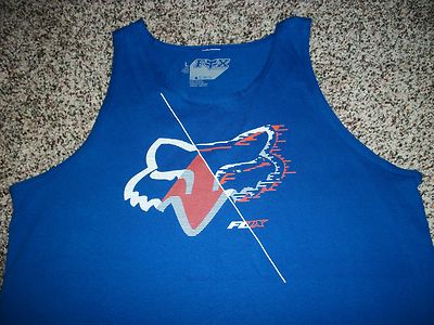 FOX RACING New Mens Tank Top Sleeveless Shirt Blue White MEDIUM LARGE ...