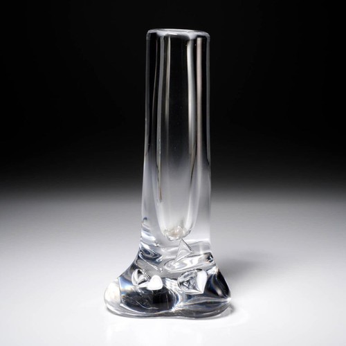 Tall Narrow Phallic Modernist Handblown Crystal Clear Art Glass Vase 13 ...