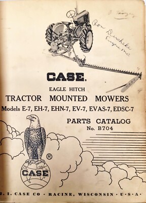 Case Eagle Hitch Tractor Mounted Mowers Parts Catalog NO. B704 | eBay