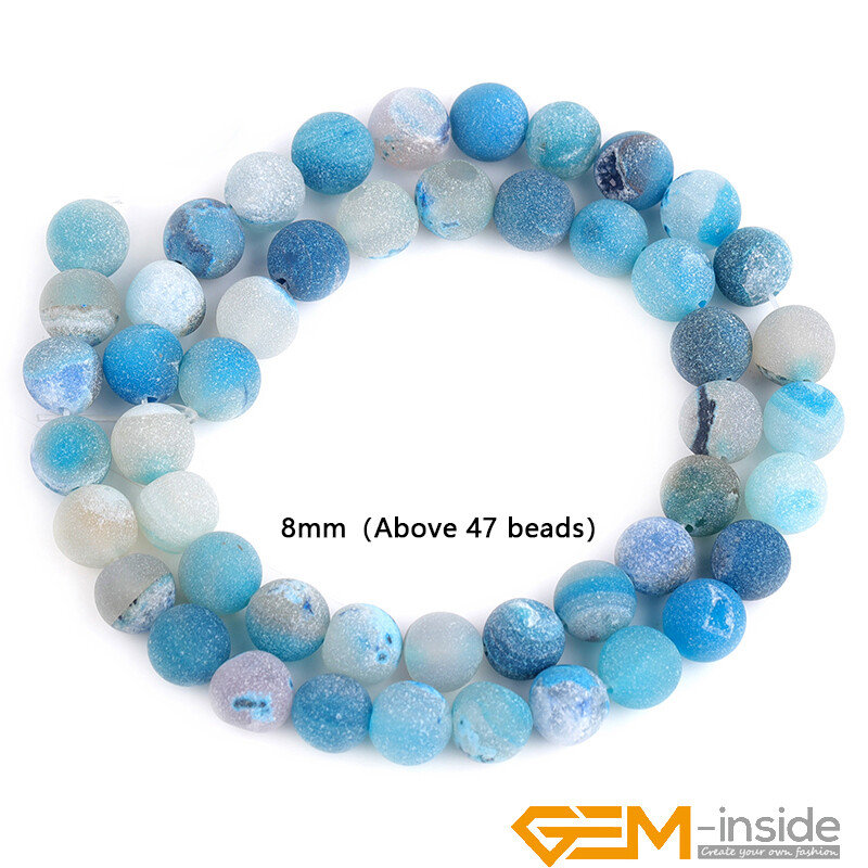 Natural Colorful Frost Geode Agate Round Beads For Jewelry Making 8mm ...