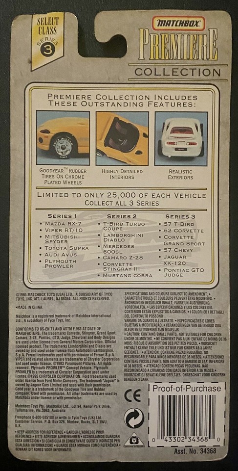 1995 MATCHBOX PREMIERE COLLECTION SELECT CLASS JAGUAR XK-120 /25000 ...
