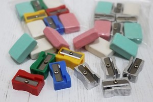 Rubber Erasers & Pencil Sharpener Combo Pack of 8 Pieces Plus Multi ...