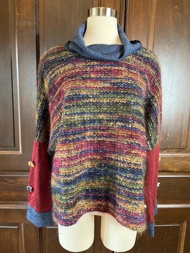 Phyllis Maxx Women's Mohair Sweater Art to Wear Multicolor Cowl Neck ...