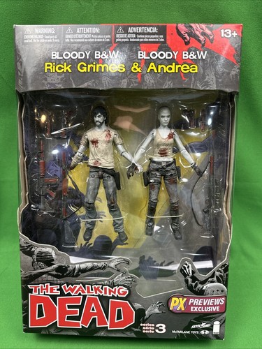 Walking Dead Rick & Andrea Bloody B&W Previews Exclusive Set Mcfarlane ...