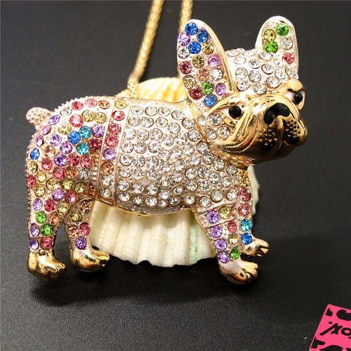 New Color Rhinestone Bling Cute Pug Dog Crystal Pendant Fashion Women ...