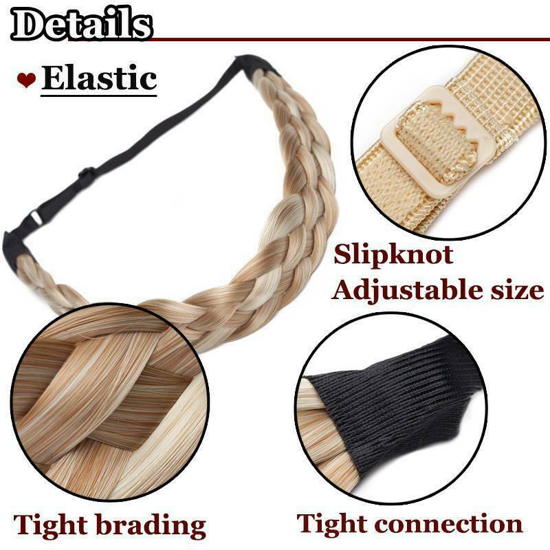 US Synthetic Hair Band Plaited Plait Elastic Bohemia Braided Headband ...