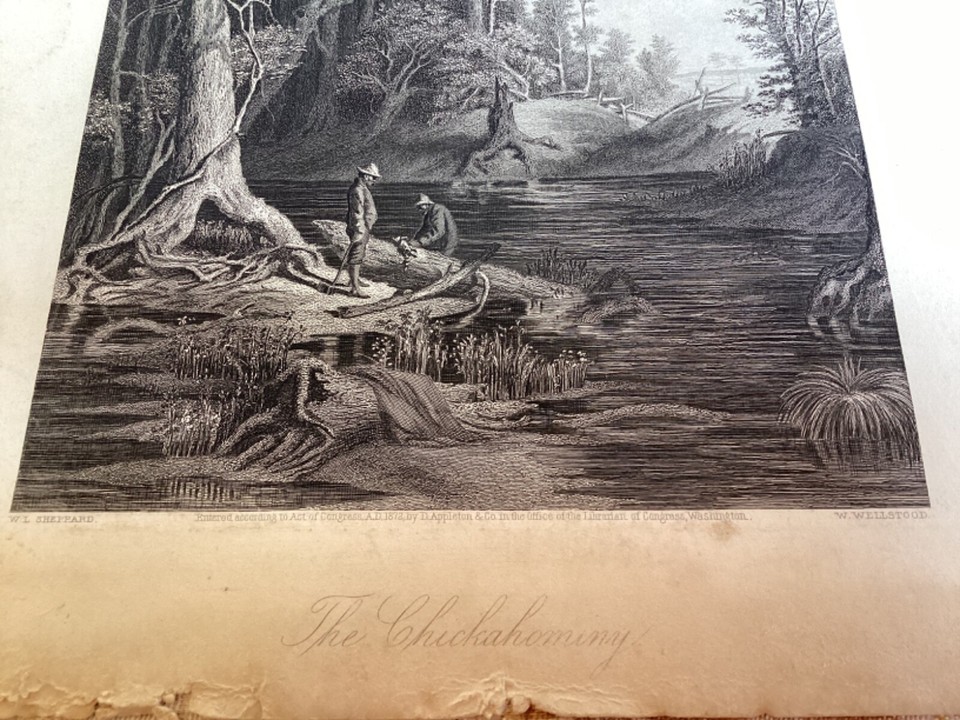 Antique steel engraving: The Chickahominy. W L Sheppard, Wellstood ...