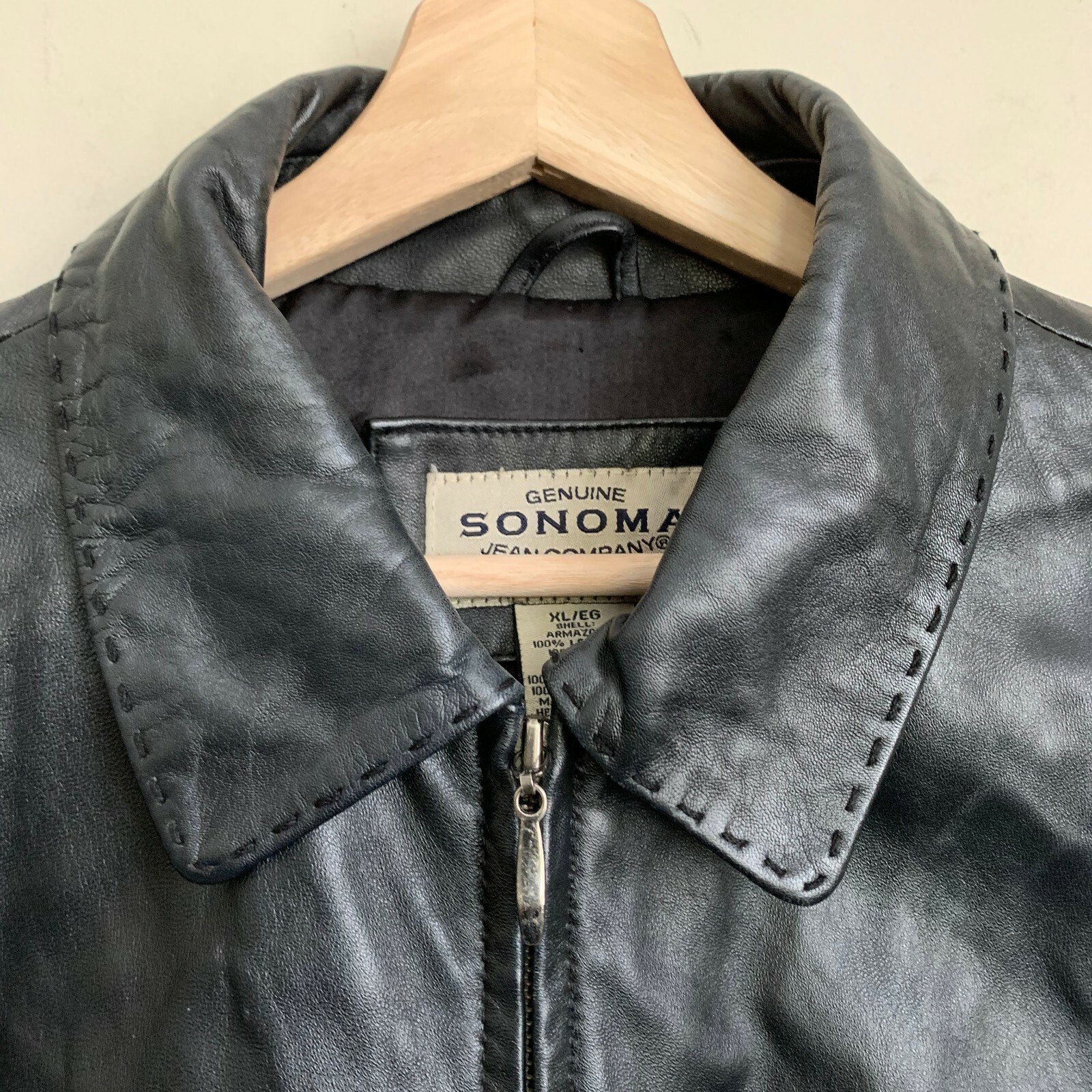 Sonoma Jean Co Jacket Black Lambskin Leather Zip Stit… - Gem