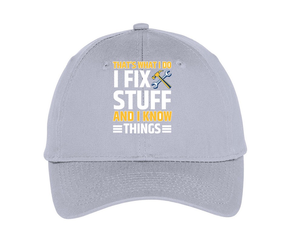 I Fix Stuff And Know Things Funny Mechanic Cap Men Baseball Unisex Hats ...